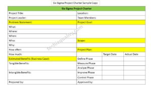 Six Sigma Project Charter Template | Project Charter Excel Format